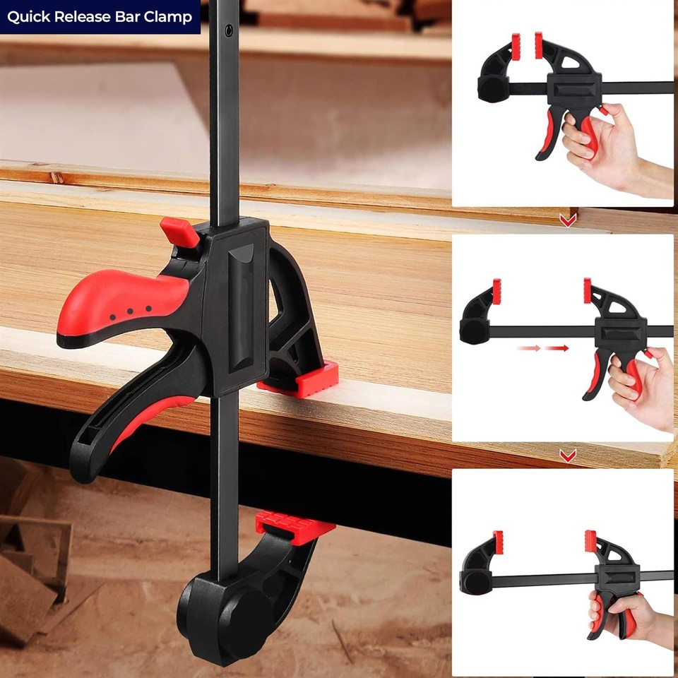 18" / 450mm Quick Release Bar Clamp 2PC Heavy Duty Wood Working Ratchet ...