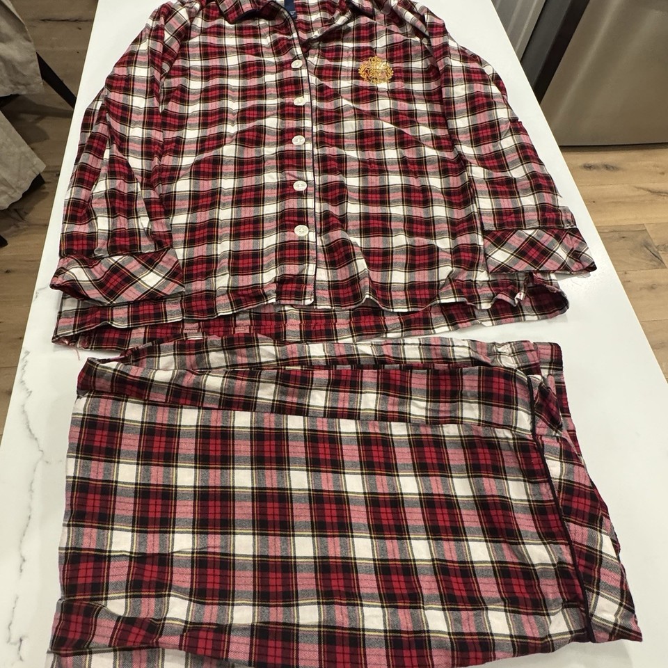 Chaps Pajama Set Size XL Women's Red Plaid Long Sleeve Christmas ...