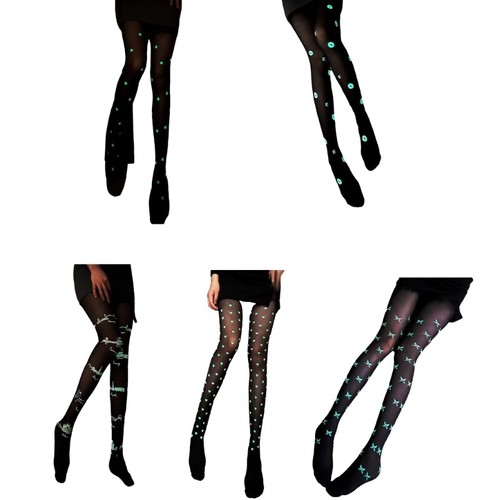 Luminous High Waist Pantyhose Butterfly Heart Patterned Glowing Tights ...