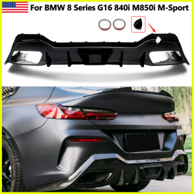 Glossy Black AC Style Rear Diffuser w/LED Light For BMW 8 Series G16 M ...