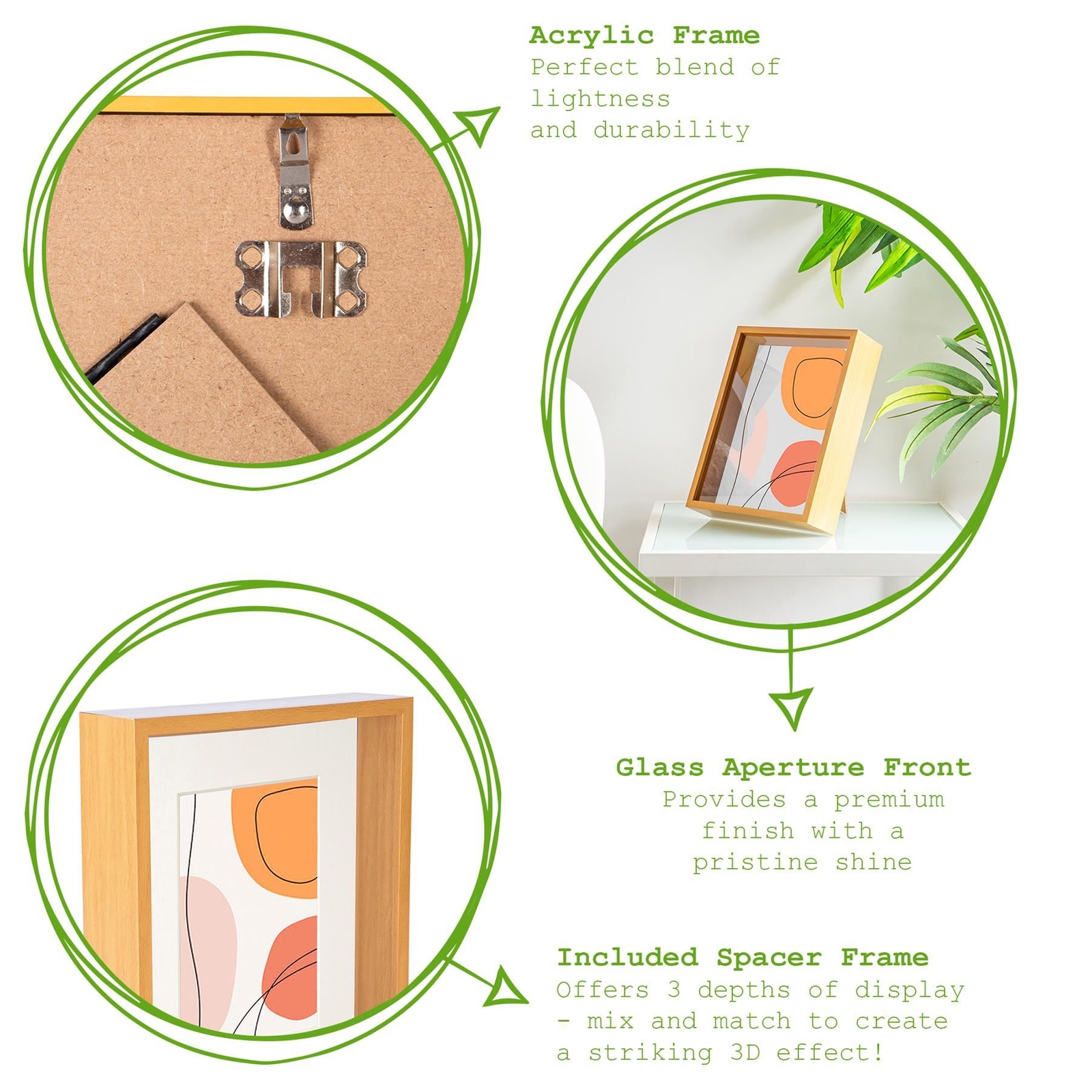 2x White 8" x 10" 3D Deep Box Photo Frames Black 4" x 6" Mount Shadow ...