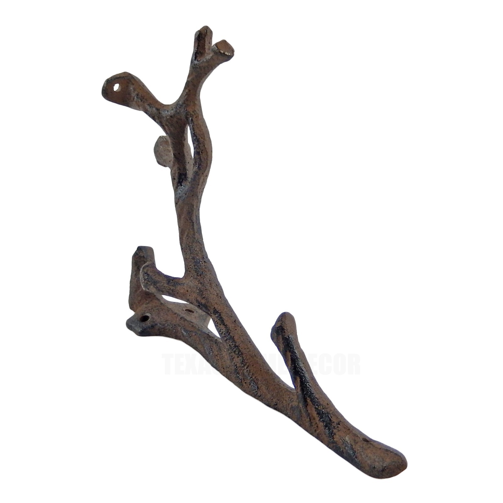 2 Cast Iron Tree Branch Shelf Brackets Rustic Antique Brown 7 1/4 x 6 1 ...