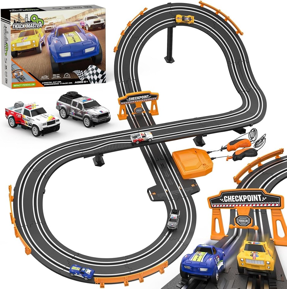 Slot Car Race Track Set Electric Powered Race Track Dual Racing Car ...