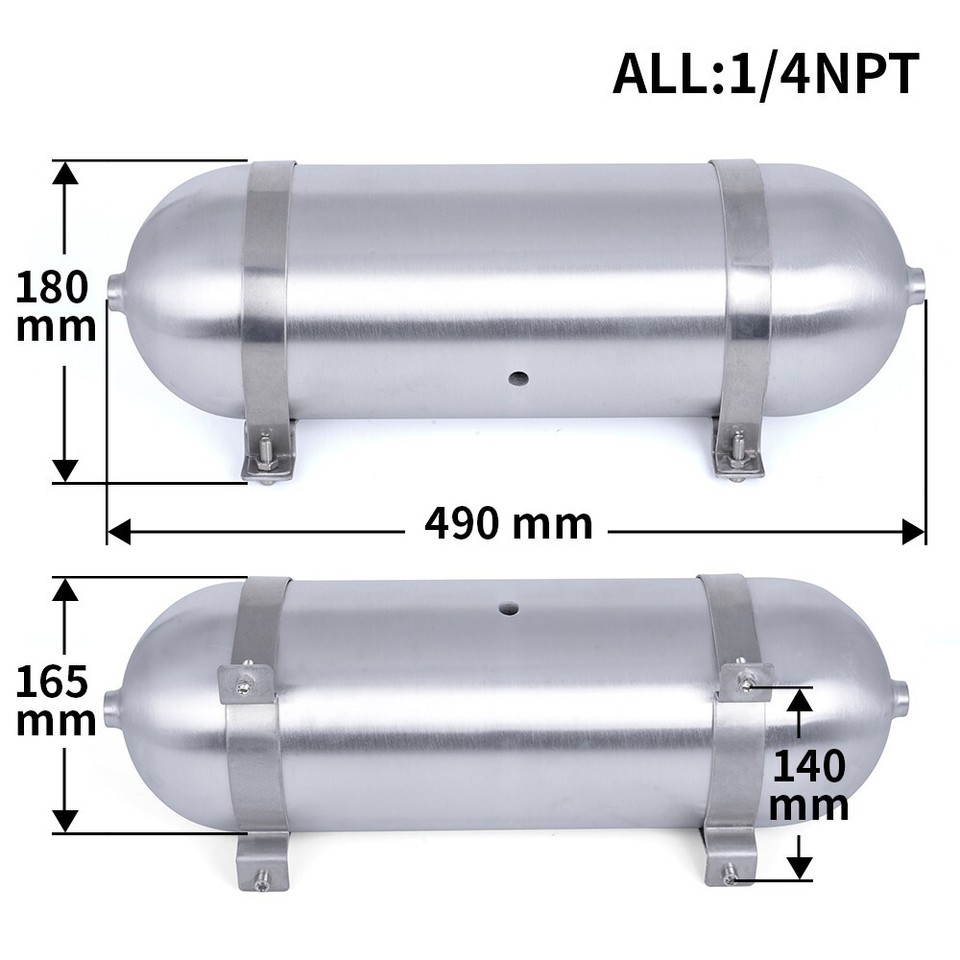 3 Gallon Air Tank Seamless Raw Aluminum for Air Ride Suspension System ...