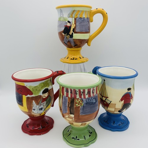 Pedestal Mugs Certified International Jennifer Brinley SET OF 4 | eBay