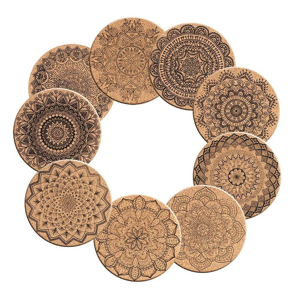 Cork Coasters For Drinks Reusable Cup Mat Round Cork Coasters Set For ...
