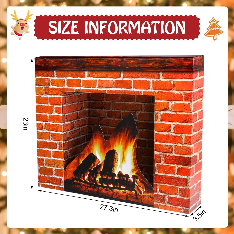 Christmas Cardboard Fireplace Prop- 3D Artificial Red Brick Cardboard ...