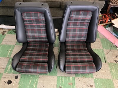 PORSCHE RECARO BMW E10 REUPHOLSTERED REBUILT GERMAN VINYL/TARTAN PLAID ...