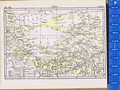 TIBET, Asia - Map Print -- 1907 | eBay