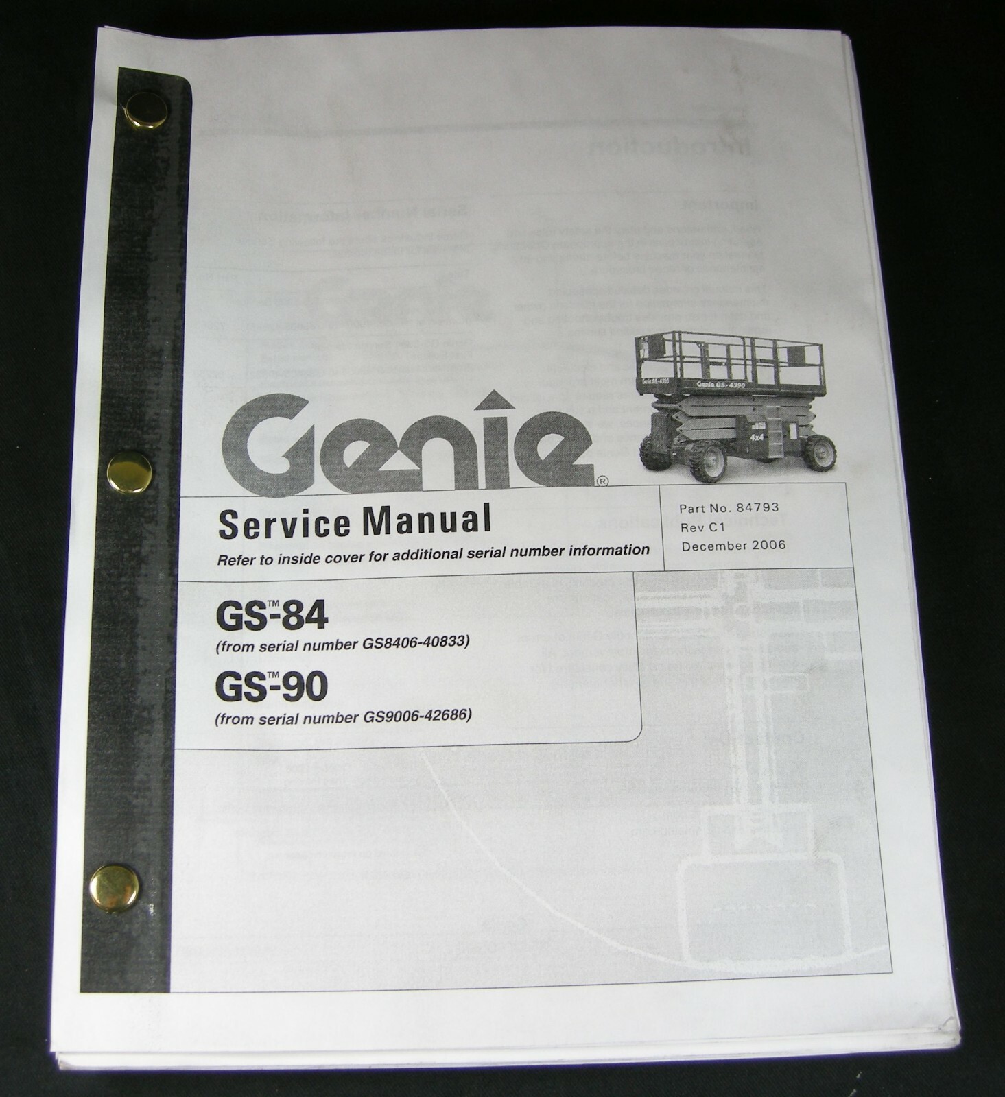 GENIE GS84 GS90 Scissor Man Lift Service Shop Repair Manual Book ...