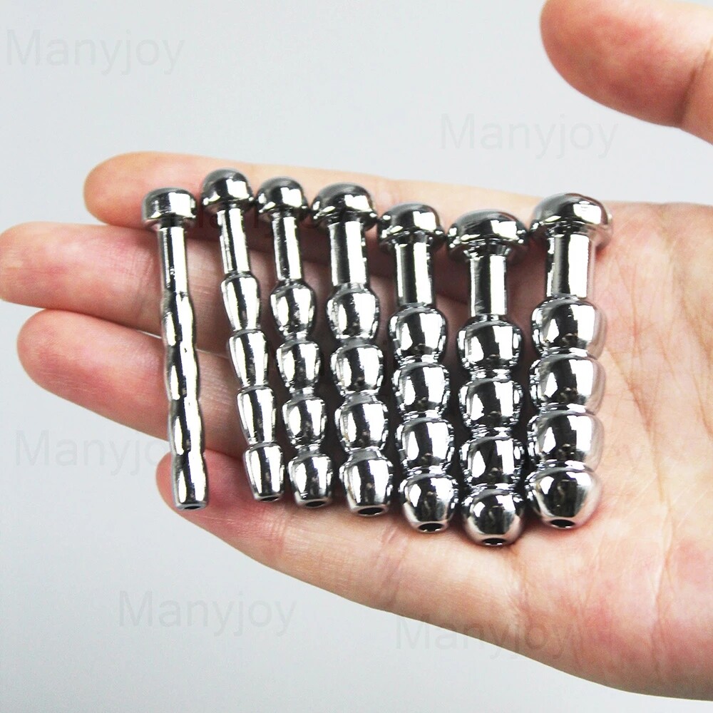 7 PCS Sizes Stainless Steel Hollow Urethr Penis Plug Sounding Rod Beads ...