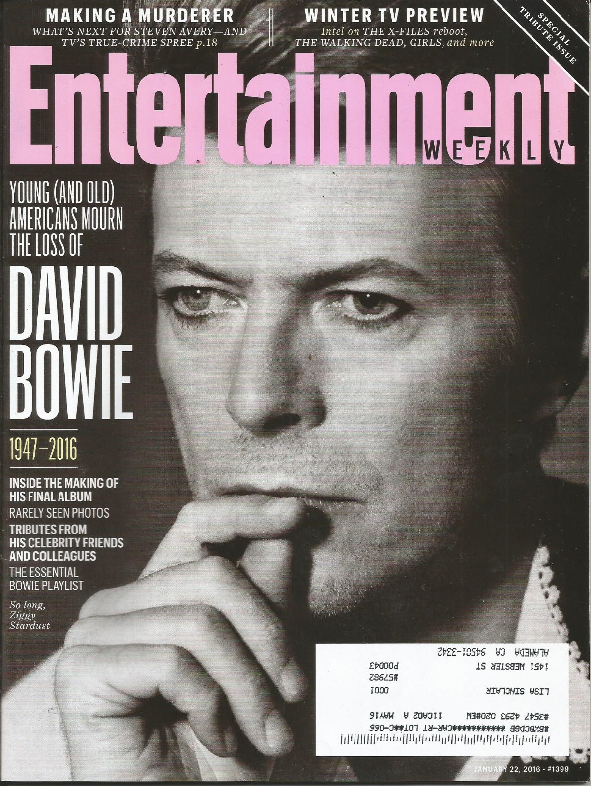 DAVID BOWIE - Entertainment Weekly magazine, Jan 22, 2016, EXC! | eBay