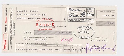 CHEQUE, CHECK ITALY BANCA D, AMERICA D, ITALIA, MONDO PRODOTTI KNORR ...