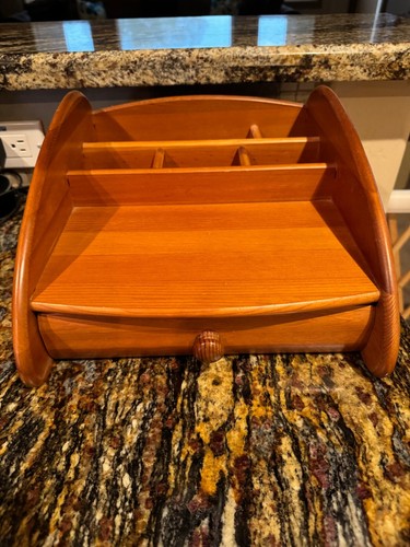 Wood Paper/Mail Organizer, Drawer, and Pen Holder - Desk Organizer | eBay