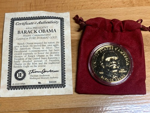 2009 44th President Barack Obama Coin Inaugural Collection 24k Gold ...
