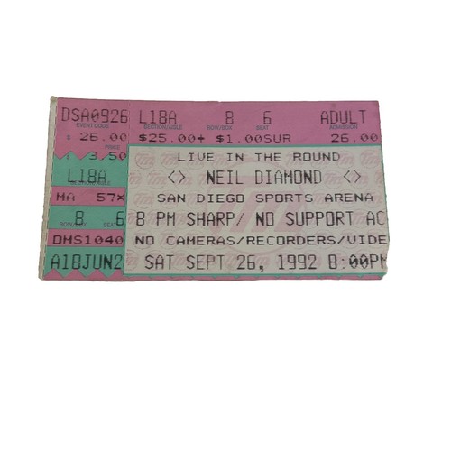 Neil Diamond Concert Ticket Stub September 26 1992 San Diego Sports ...