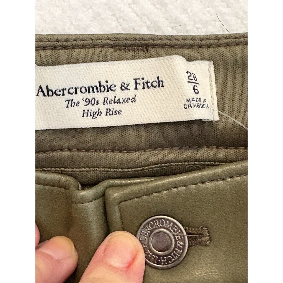 Abercrombie & Fitch Ultra High Rise 90's Vegan Leather Cargo Pants ...