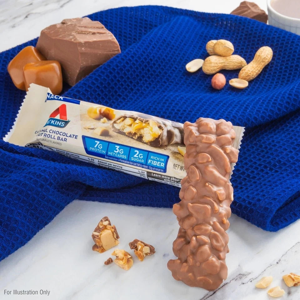 (3 pack) Atkins Caramel Chocolate Nut Roll Snack Bar, Protein Snack ...