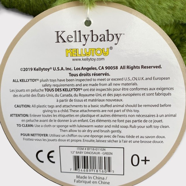 Kellytoy Kellybaby Green Dinosaur Plush Stuffed Dino Baby Lovey With ...