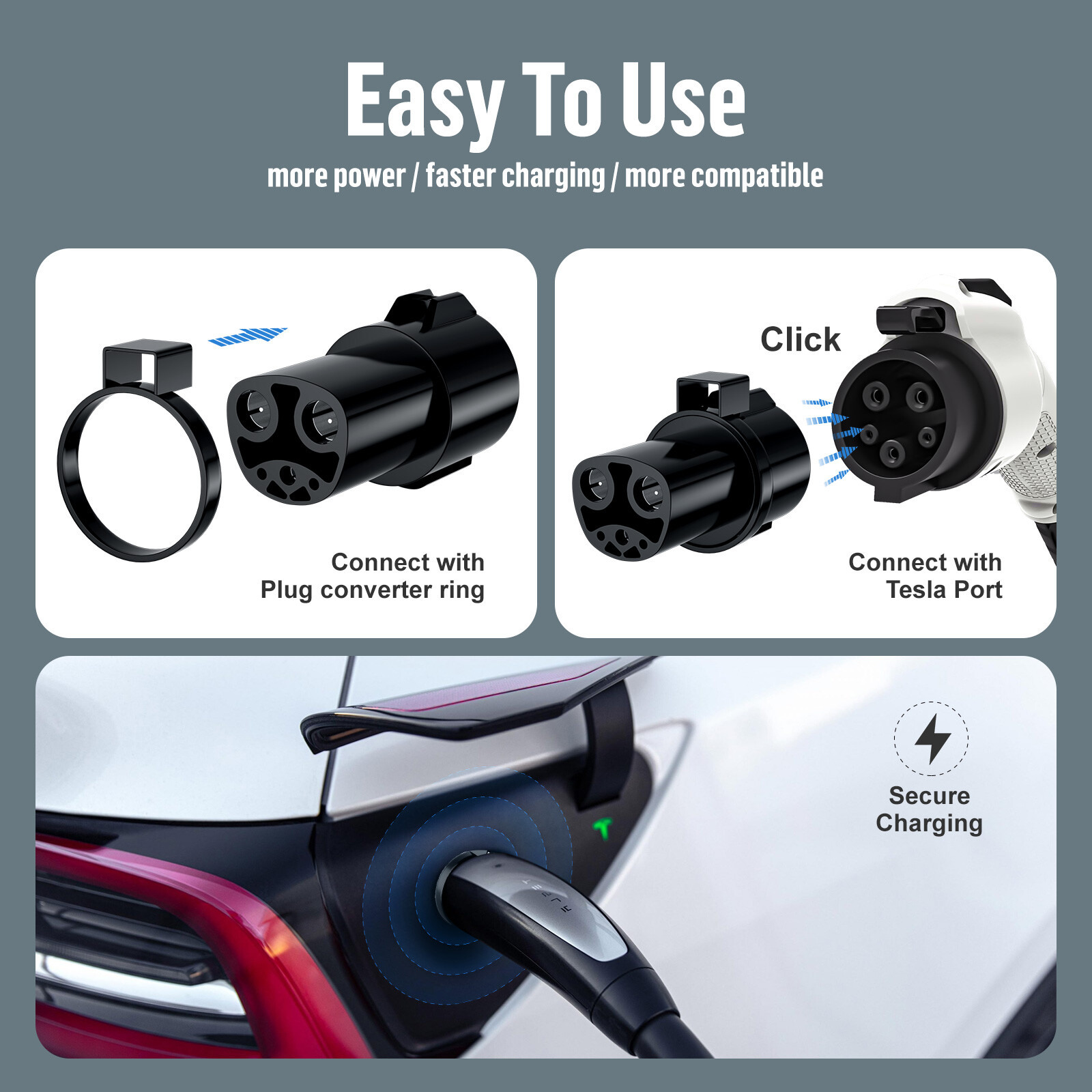 SAE J1772 To Tesla Adapter 80A 240V AC Charging Adapter For Tesla Model ...