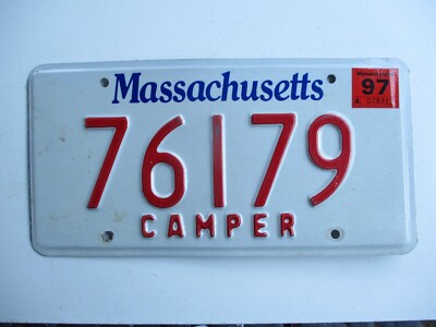 1997 Massachusetts License Camper Plate Tag 76179 | eBay