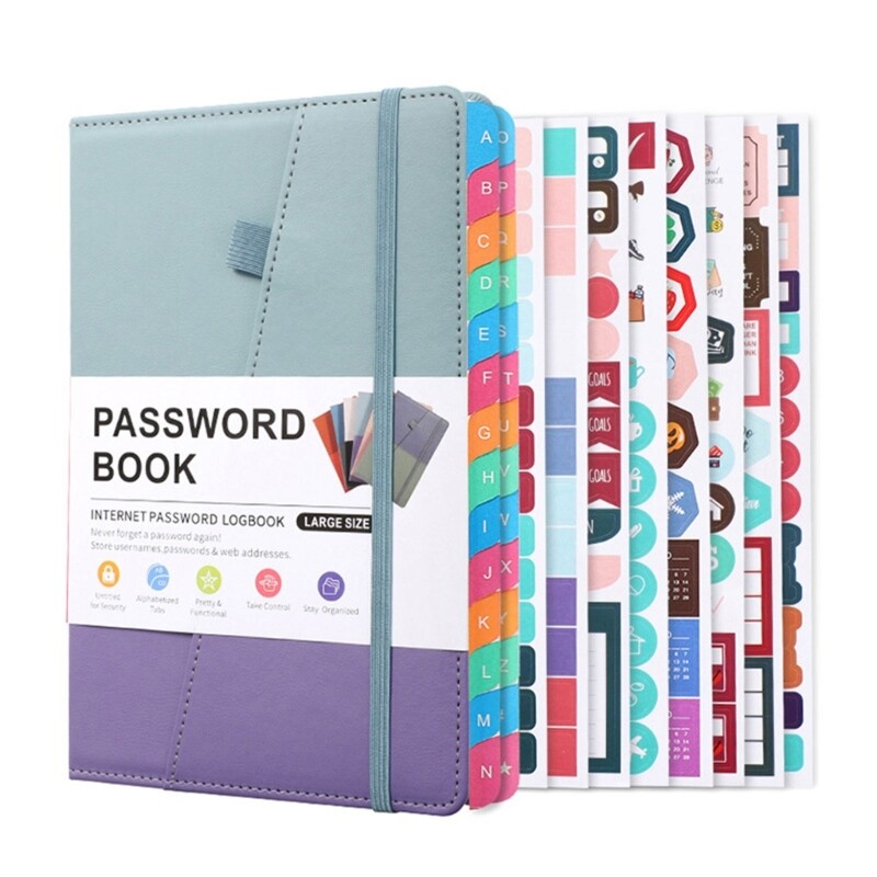 Trendy Password Logbook with Tags and Planner Stickers for Computer | eBay