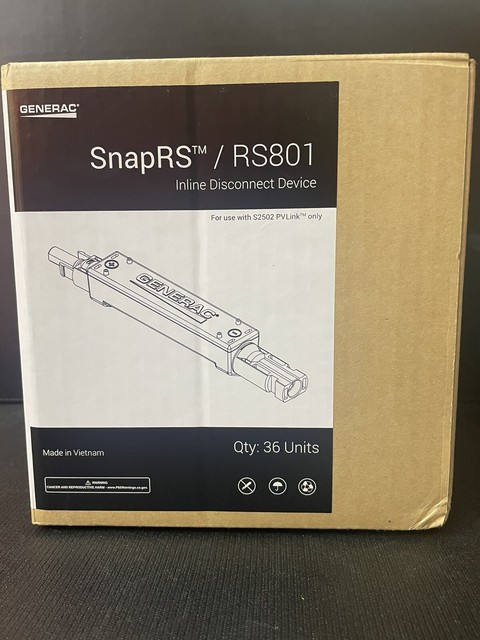 Generac SnapRS RS801 Rapid Shutdown Inline Disconnect Device PKE00011 ...
