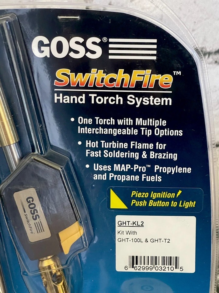 Goss GHT-100L/GHTT2 Soldering Hand Torch Hot Turbine Flame Piezo ...