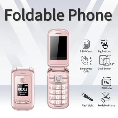 Ladies Flip Phone Dual Display Big Keypad Cheap Clamshell Mobile with ...