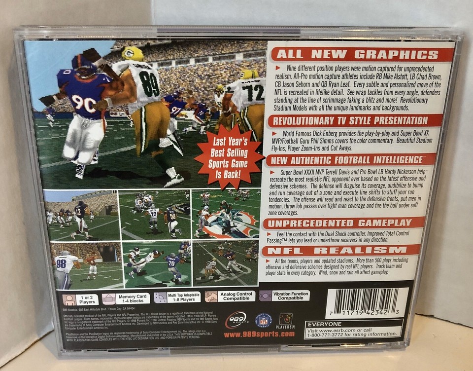 Play Station 1 NFL 99 American Football Sports Video Game CD Rated E ...