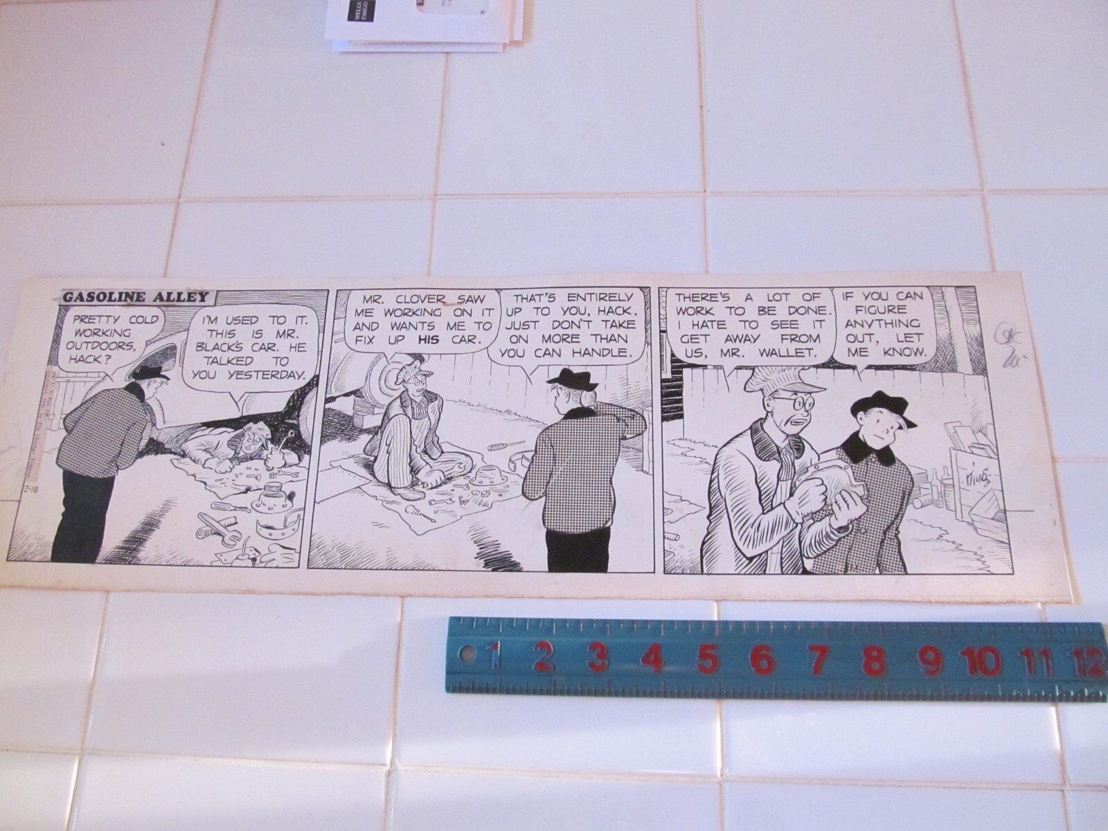 GASOLINE ALLEY ORIGINAL COMIC STRIP ART, FRANK KING, 2-18- 1947 ...