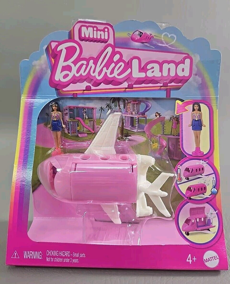 Barbie Mini BarbieLand 1.25" Doll w/Color Changing Toy Plane Vehicle ...