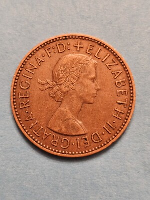 1957 GREAT 🇬🇧 BRITAIN HALF PENNY WORLD COIN QEII KM#846 VF-XF DETAIL ...