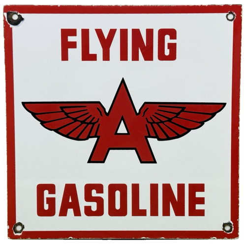 VINTAGE FLYING A GASOLINE PORCELAIN SIGN MOTOR OIL GAS STATION PUMP ...