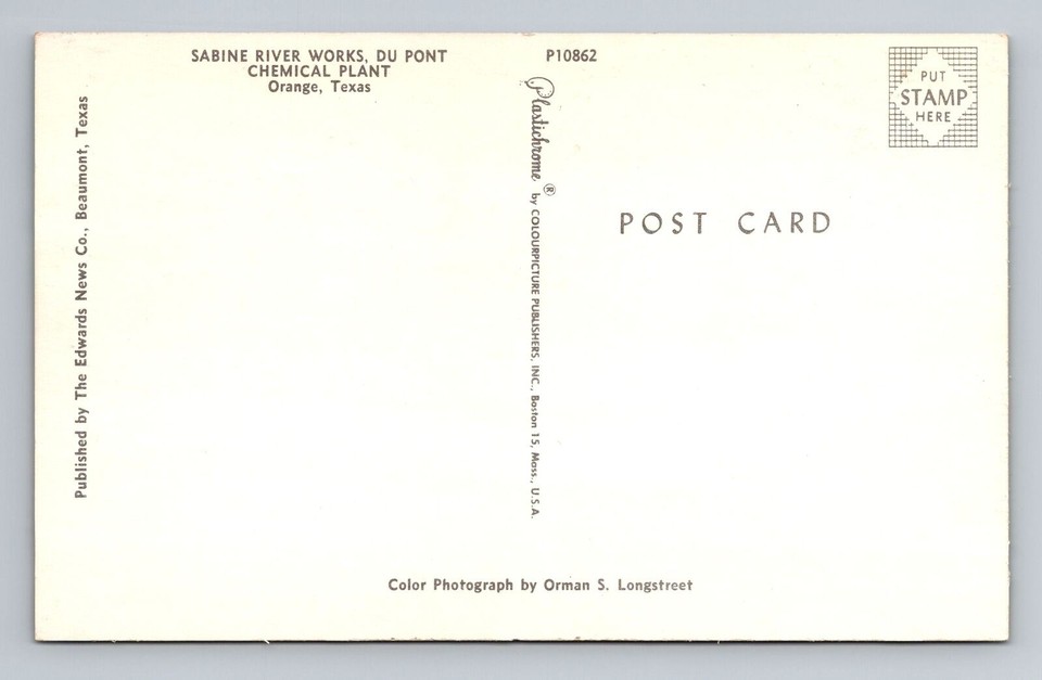 Orange TX-Texas, Sabine River Works Du Pont, Chemical Plant, Vintage ...