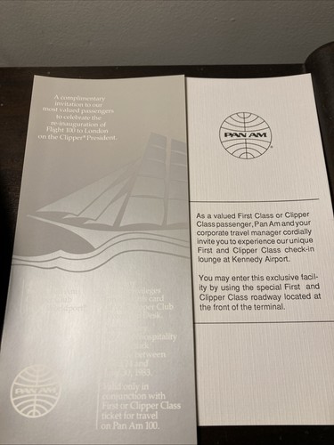 Pan Am Clipper Club Invite Re Inauguration Flight 100 London Clipper ...