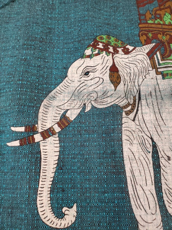 Vintage Blue Fabric Wall Tapestry Hanging Or Rug With Elephants 38 X 33 ...