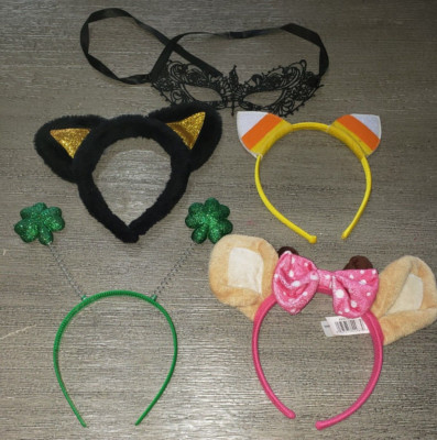 girls HEADBAND LOT CLARISSE RUDOLPH GOLD FURRY CAT EARS CANDY CORN EYE ...