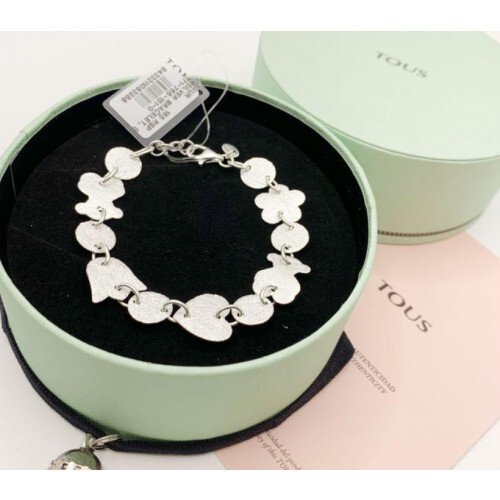 TOUS Flower Bear Heart Silver Motif Bracelet Special box included From ...