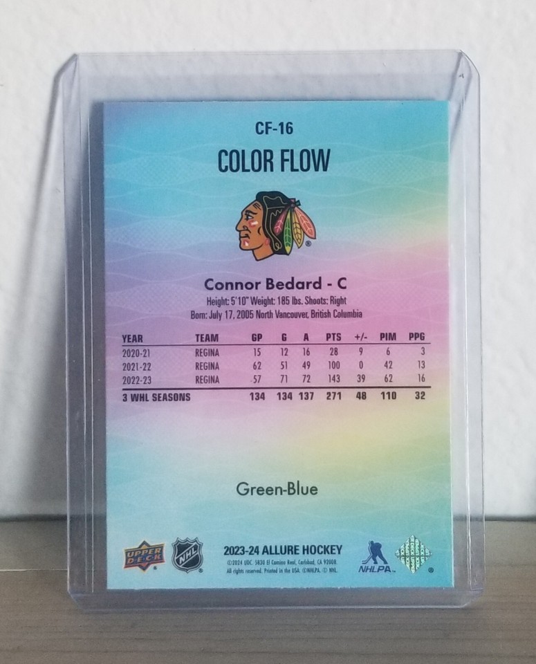 CONNOR BEDARD 2023-24 Upper Deck Allure #CF-16 Green-Blue Color Flow ...