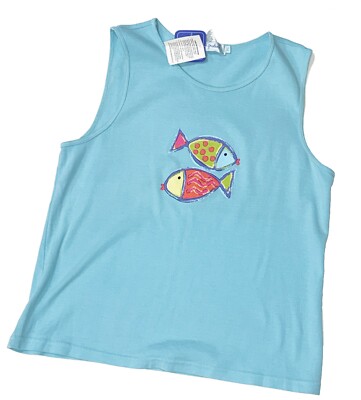 FRESH PRODUCE Large TWO FISH JERSEY TANK NWT Vintage FP soft ...