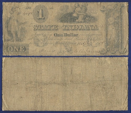 USA 1858 STATE BANK OF INDIANA 1 DOLLAR MOUNT VERNON | eBay