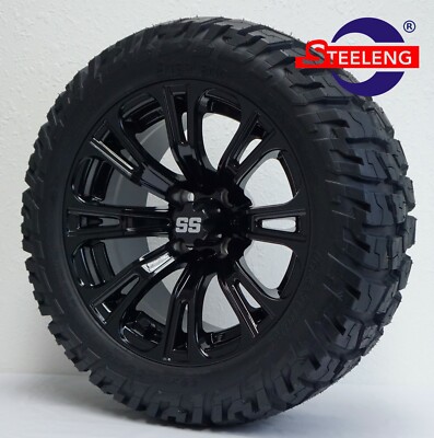 GOLF CART 14" BLACK VOODOO WHEELS/RIMS and 22" 'GATOR' ALL TERRAIN DOT ...