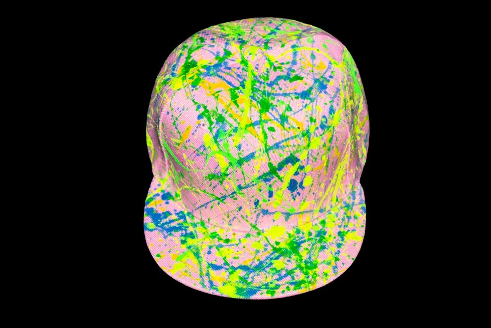 Custom splatter paint black light neon retro style trucker hat baseball ...