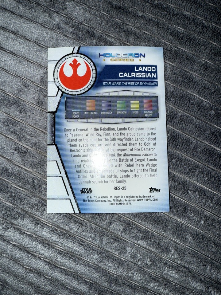 2020 Topps Star Wars Holocron Series #Res-25 - Lando Calrissian Foil ...