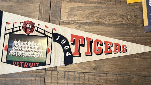 1964 Detroit Tigers Baseball Team Photo Pennant Rare Vintage Tiger ...