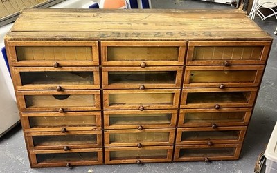 ANTIQUE 49" PRIMITIVE APOTHECARY DRUG STORE CABINET 18 DRAWERS MADISON ...