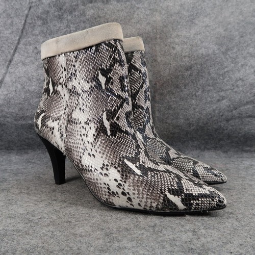 42 Gold Shoes Womens 7.5 Boots Fashion Snake Print Leather Point Toe ...