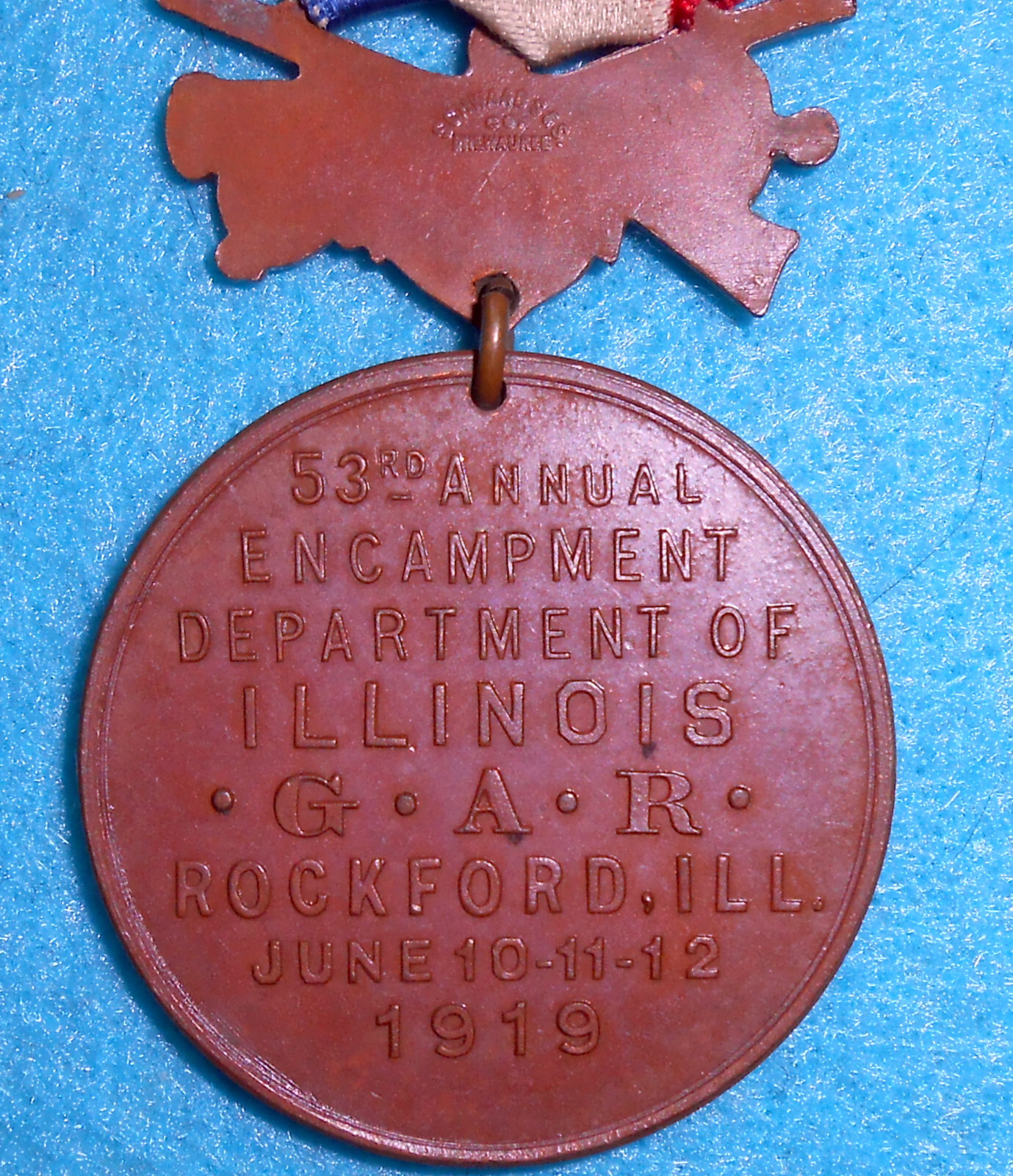 XM152 1919 Gar representative's medal from Rockford, Ill. for 53nd ...