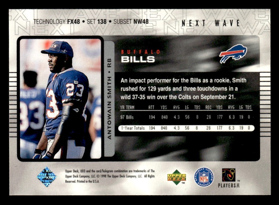 Antowain Smith 1998 Upper Deck UD3 Card #138 Buffalo Bills | eBay